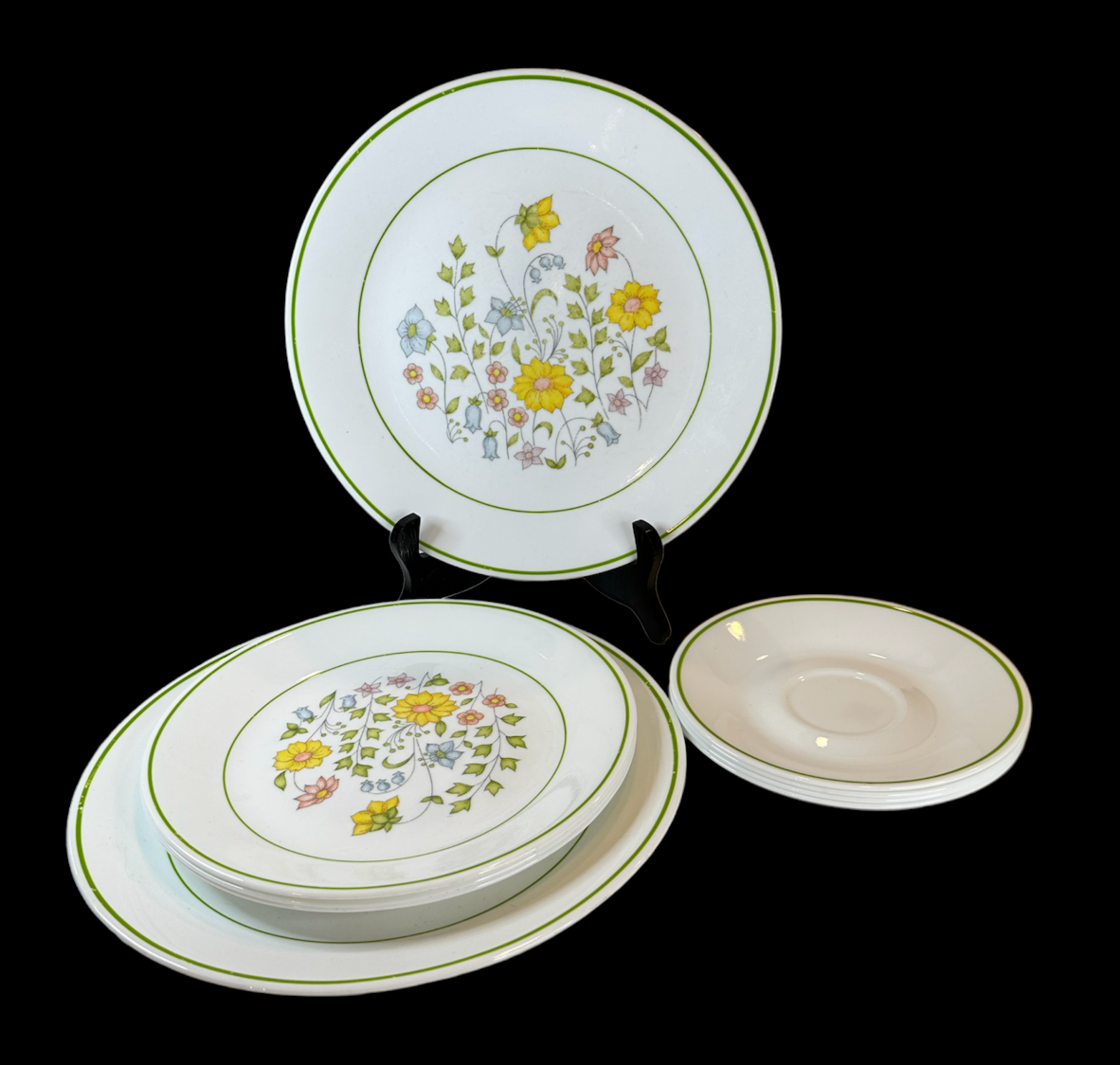 Vintage Corelle SPRING MEADOW 2 Dinner Plates 3 Luncheon/Salad Plates 4 ...