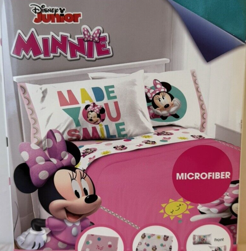 Disney Junior Minnie Mouse Pink White Full Bed Sheet Set Microfiber 4 ...