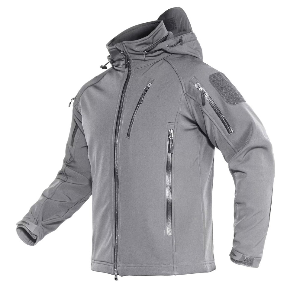 Mens Softshell Fleece Jacket Work Water Resistant Coat Hoodie Casual ...