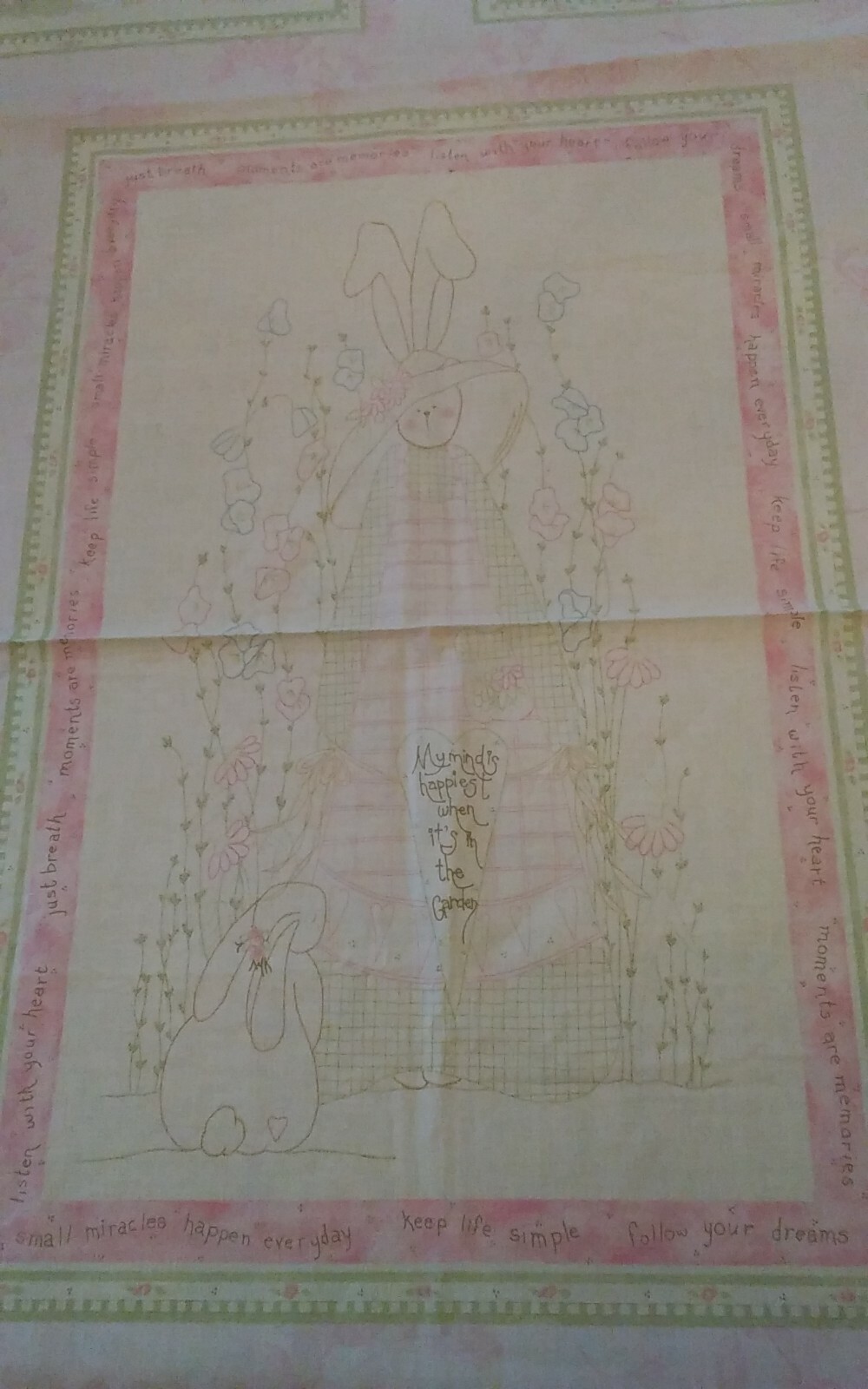 Craft fabric panel Nana's Garden Rabbits Haven Red Rooster Fabrics ...