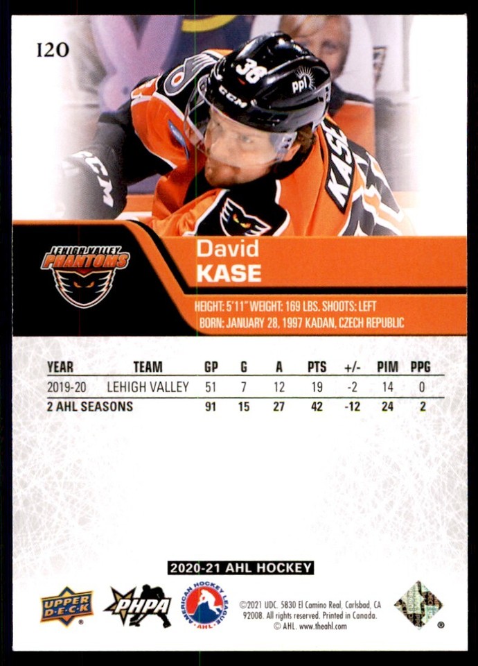 2020-21 Upper Deck AHL #120 David Kase | eBay