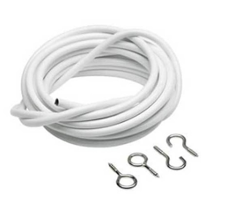 Curtain Wire with Hooks Eyes White Net Windows Door Cord Cable String ...