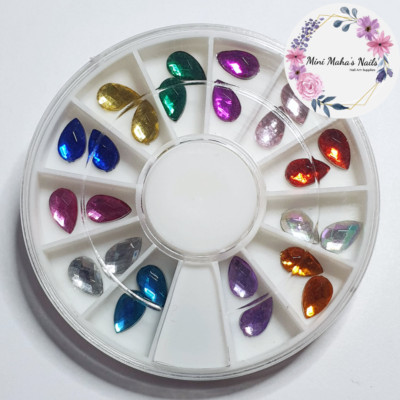 Multicoloured Tear Drop Nail Art Rhinestone Wheel Gems Decoration Bling ...