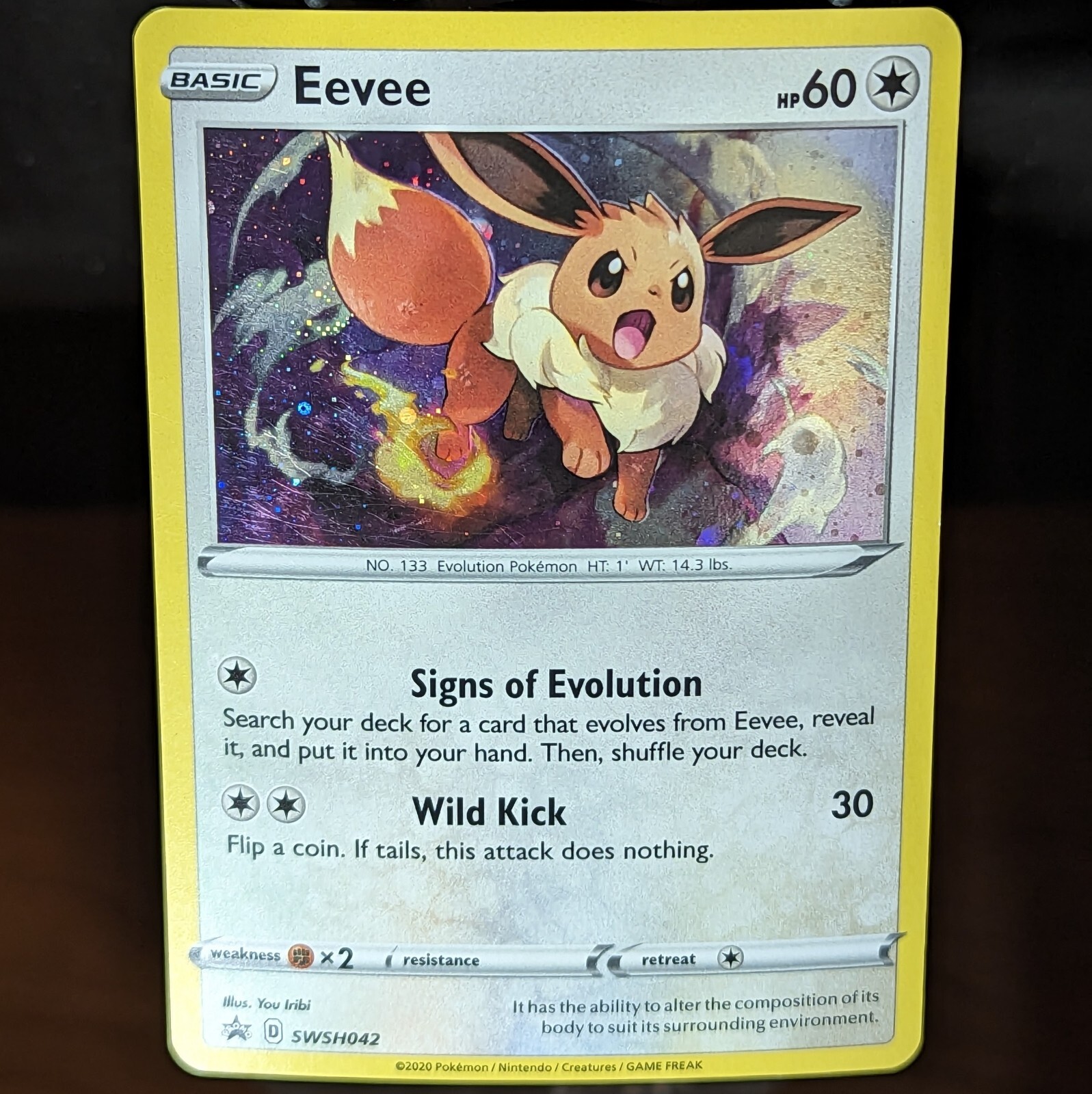 Eevee SWSH042 LP/NM Black Star Promo Cosmos Holo Pokemon Card angry ...