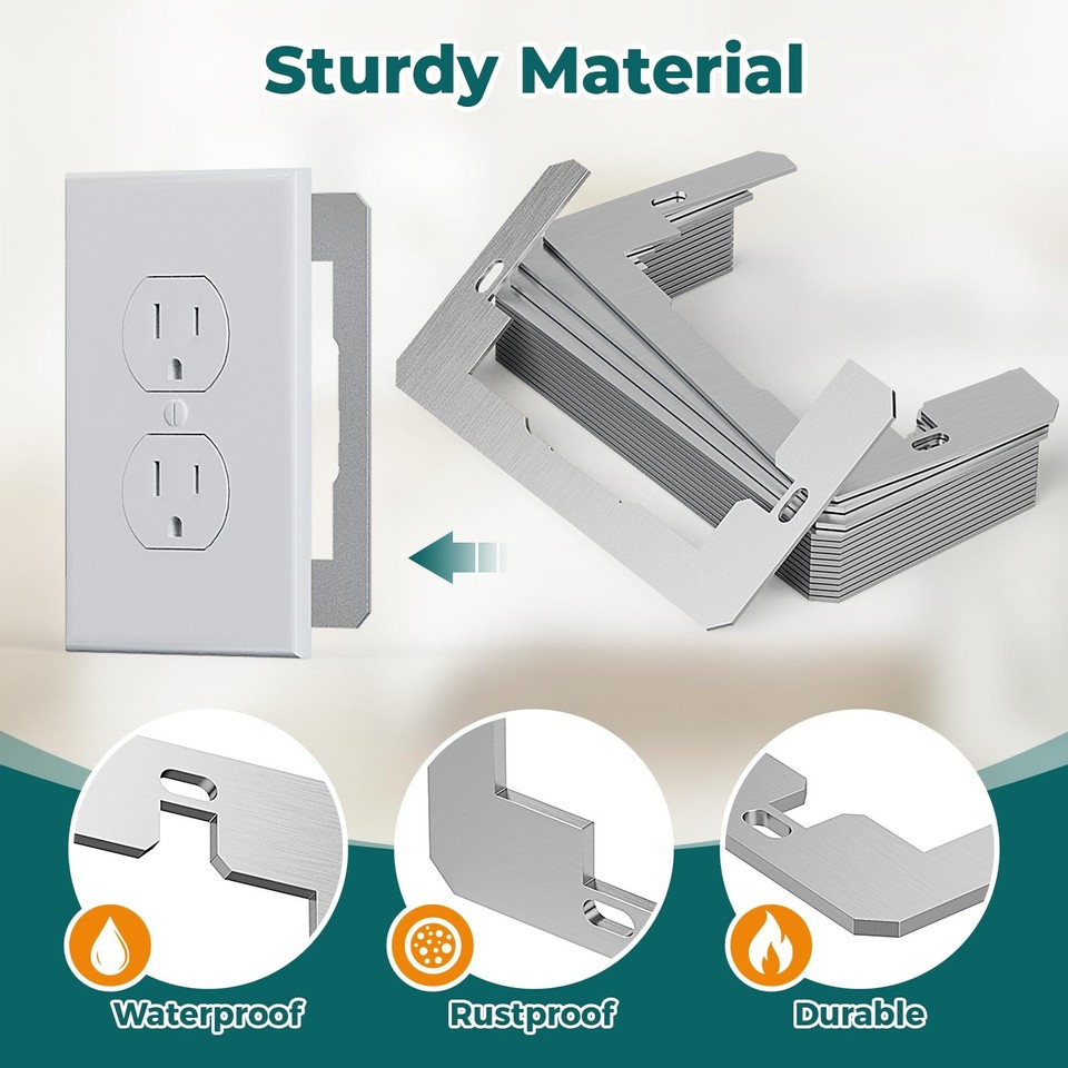 15 Pcs Wall Plate Spacers, Metal Outlet Spacers for Electrical Box ...