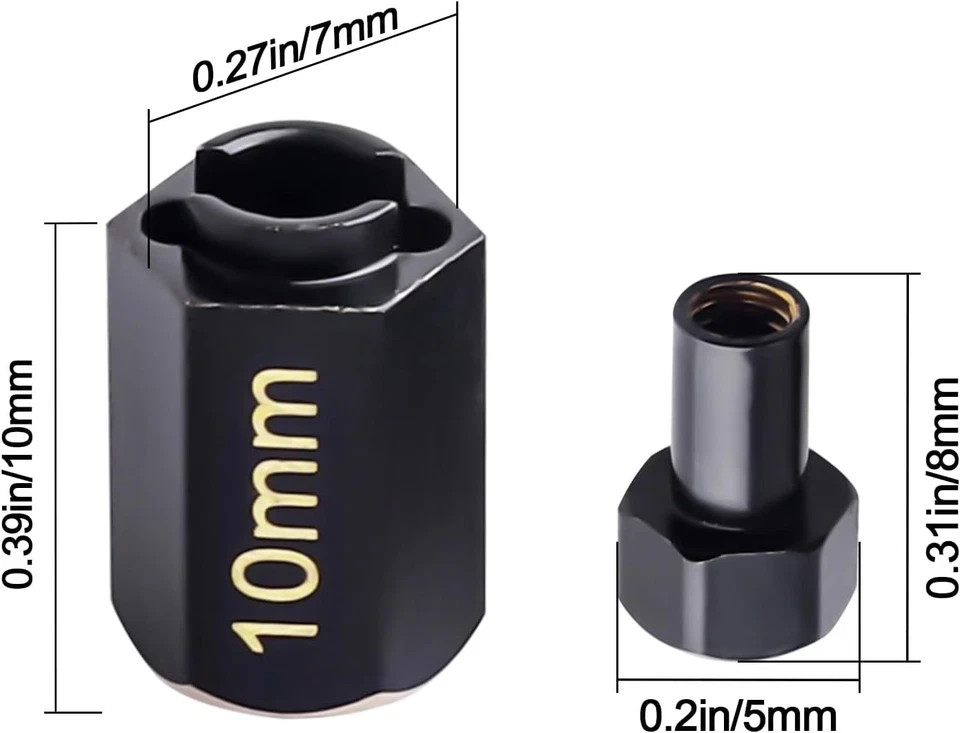 Brass Hex Extension for TRX4M 10Mm Wheel Hex Hubs Offset Spacers for RC ...