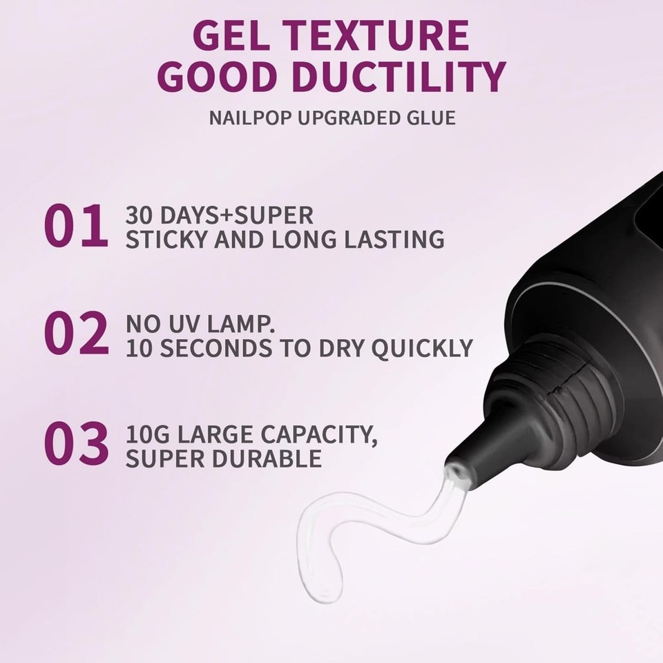 Solid Nail Glue Gel for Press on Nails - Extra Strong Gel Adhesive for ...