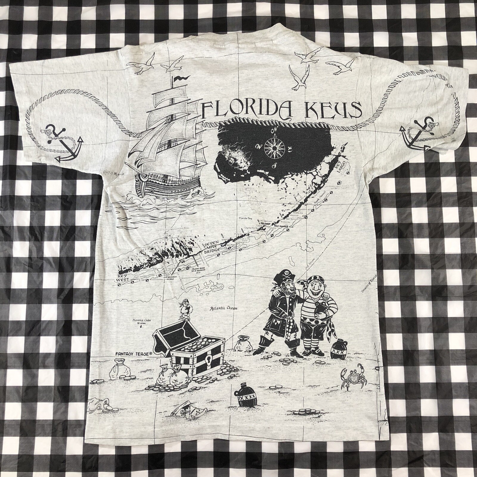 Pirates Florida Keys Treasure Map All Over Print Vint… - Gem