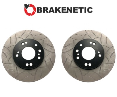 FRONT BRAKENETIC Premium GT Slot Brake Rotors 30mm Z32 300ZX Conversion ...