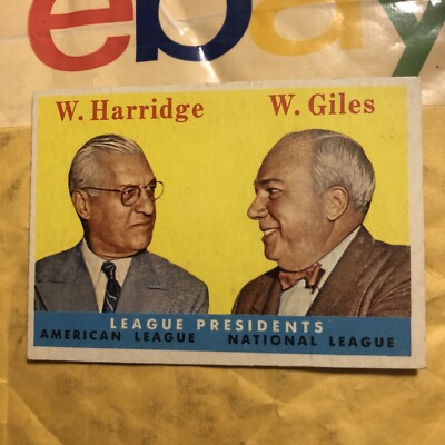 1958 Topps William Harridge / Warren Giles #300 Nat/American League ...