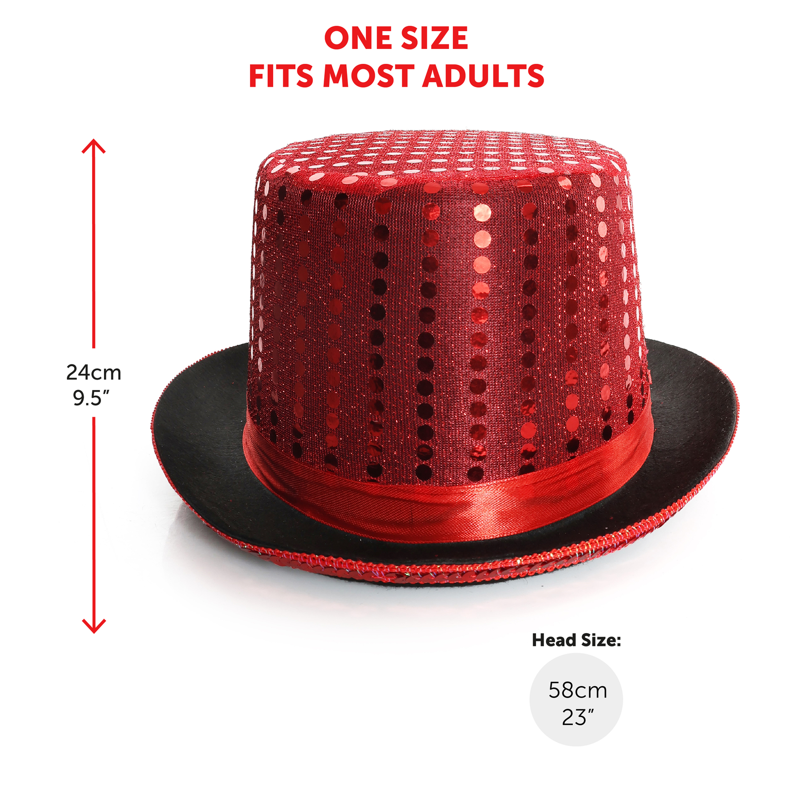 RED SEQUIN TOP HAT DANCE CANE BOW TIE FANCY DRESS RINGMASTER CABARET ...