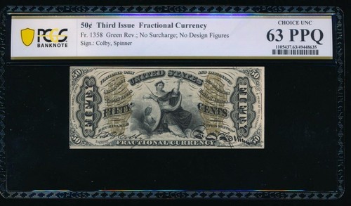 AC Fr 1358 $0.50 1864 fractional Third issue PCGS 63 PPQ JUSTICE!! | eBay