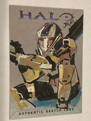 Halo Trading Card 2007 Topps Authentic Artist Sketch JKM RARE 1/1 ...