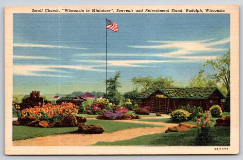 Rudolph WI~Small Church~Rocks On Roof Of Souvenir-Refreshment Stand~Vtg ...