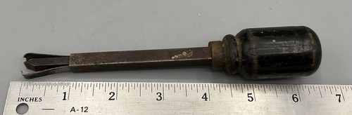 Vintage Square Shaft Screw Holding Screwdriver Black Wood Handle 6.25 ...