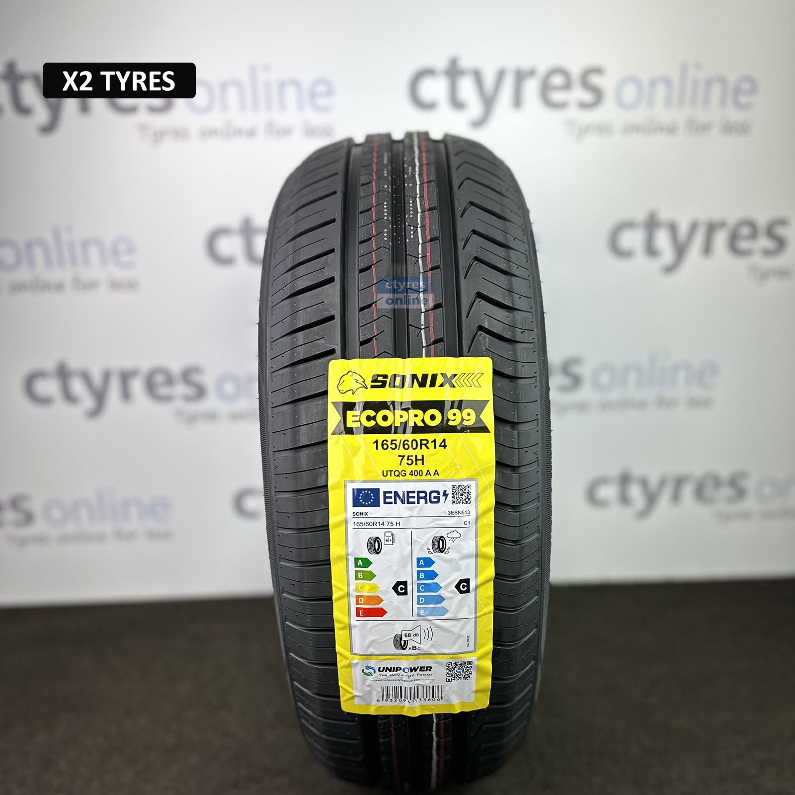 2X New 165 60 14 SONIX ECOPRO 75H 165/60R14 1656014 *C WET GRIP* (2 ...