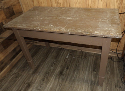 Vintage Antique Wooden Primitive Table Farm Country Kitchen Table 47" X ...