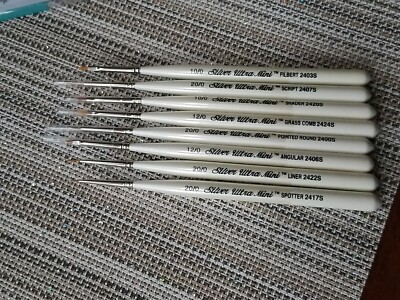 NEW Silver Ultra Mini Artist Paint Brush Set, 8 Brushes | eBay