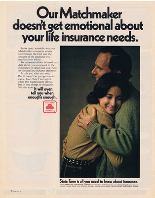1970 State Farm Matchmaker Computer Service Life Insurance Print Ad | eBay