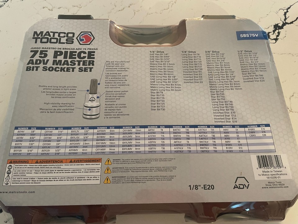 New/Sealed Matco 75 Pc ADV Master Bit/Torx Socket Set & Storage Case | eBay