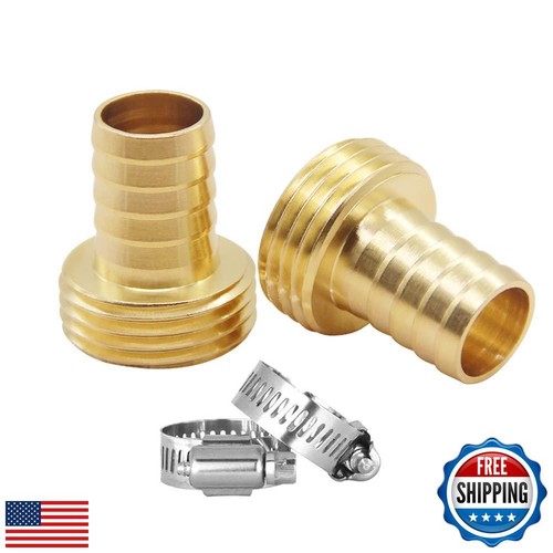 Hooshing 2PCS Soild Brass 3/4" Barb x 3/4" Male GHT Thread Garden Hose ...