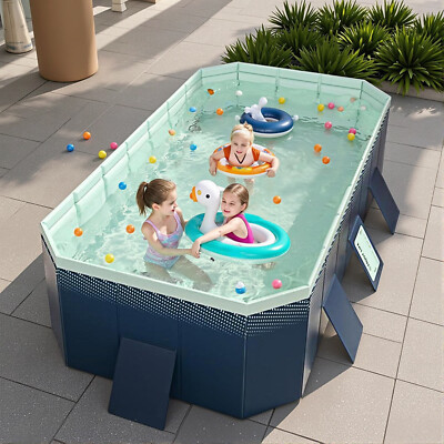 Rectangular Family Above Ground Swimming Pool Foldable Adult Kiddie ...