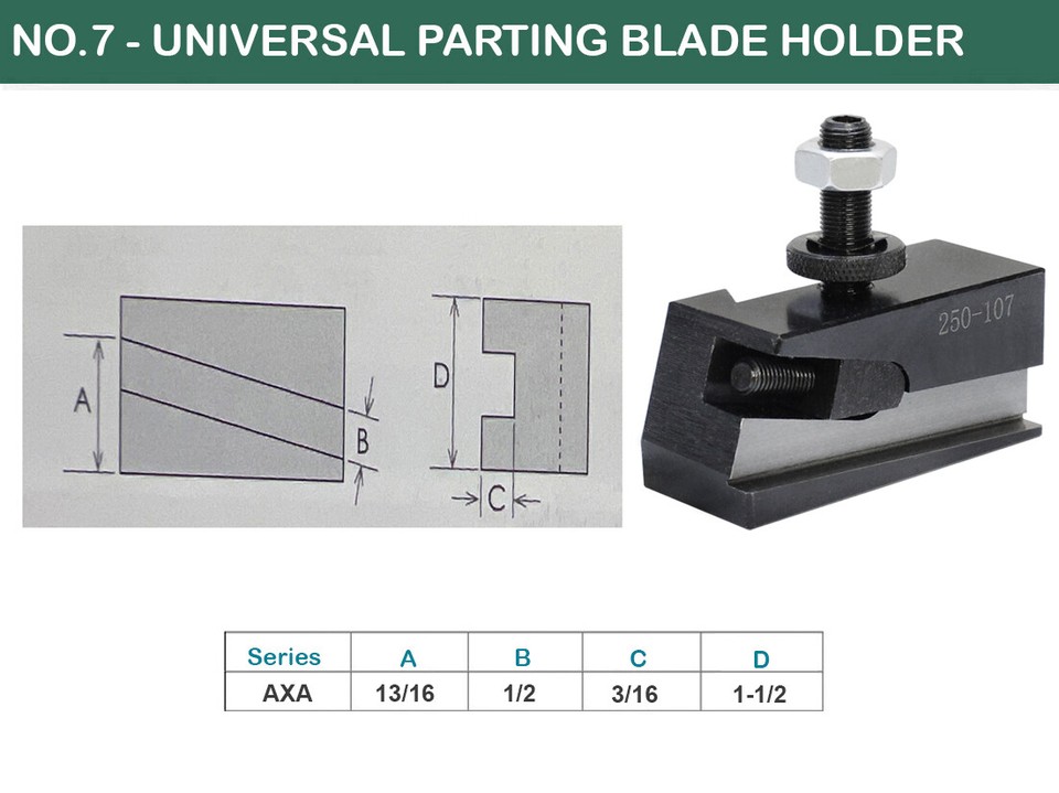 Universal Parting Blade Tool Holder #7 Blade Angle Type OXA, AXA, BXA ...