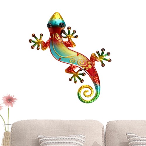 Colorful Metal Gecko Outdoor Wall Decor Lizard Garden Art Hanging ...