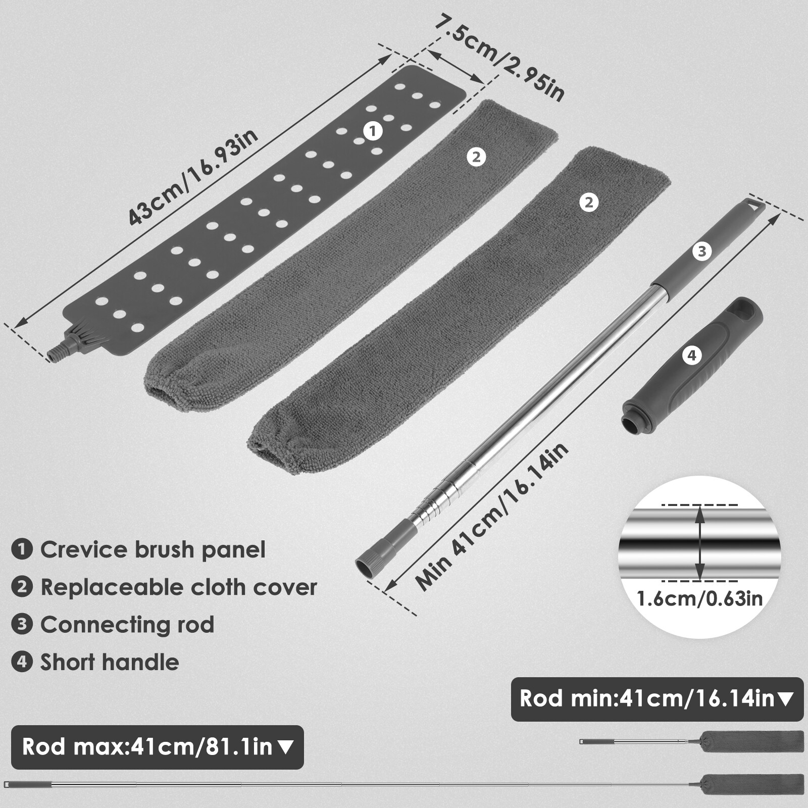 Gap Dust Cleaner Retractable Microfiber Gap Cleaning Duster Flexible SE ...