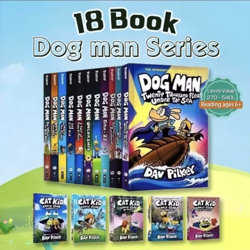 Dog Man Series Children's Collection 1-18 Books Hard Cover Set by Dav ...