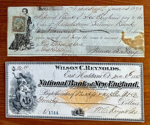 Pair of interesting 19th century checks | eBay