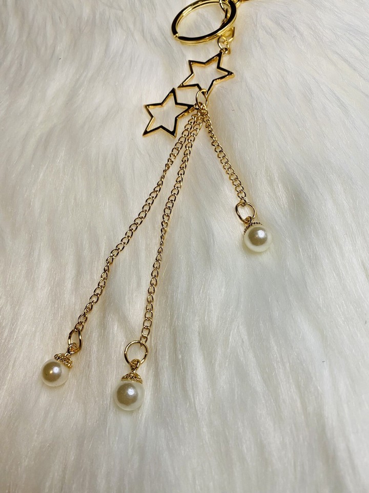 star tassels bag charm keychain key fob pearl dangle charm new handmade ...