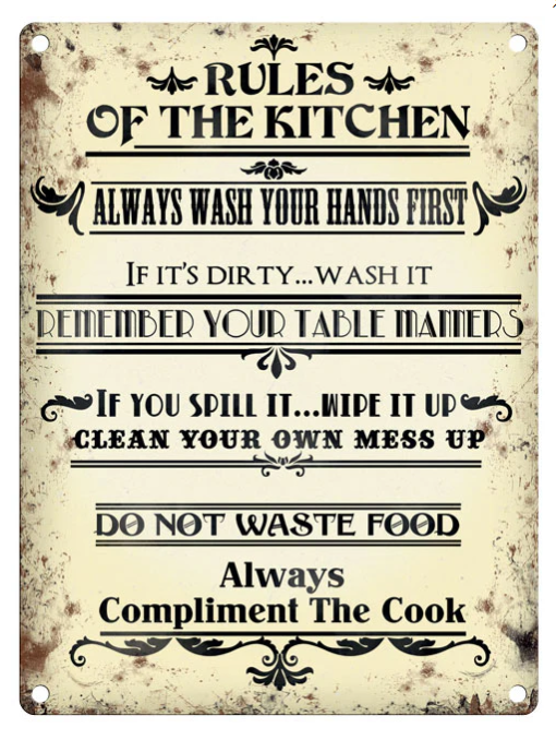 20cm metal Rules of the kitchen, hanging sign | eBay