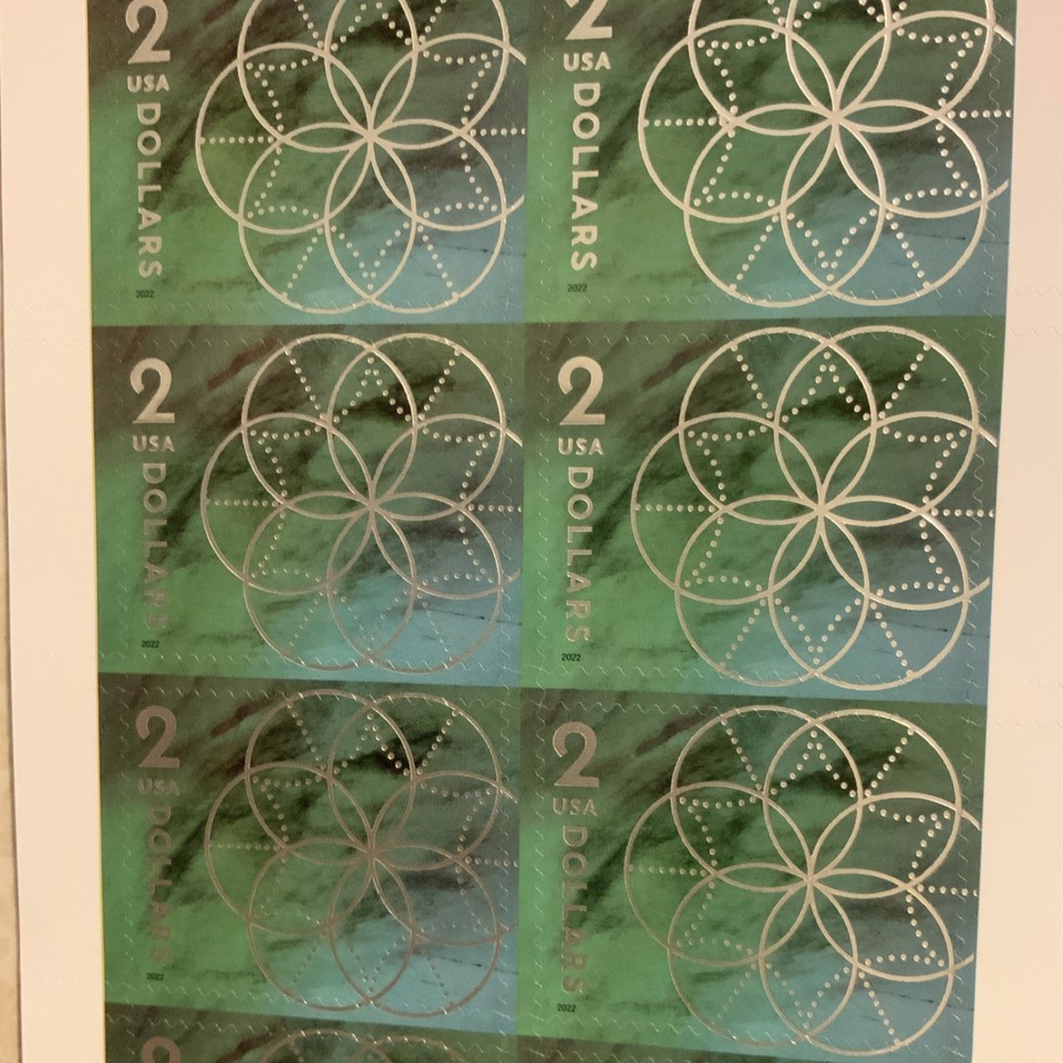 USPS $2 Geometric Design Stamp Sheet Mint NH 2022 Green Blue USA | eBay