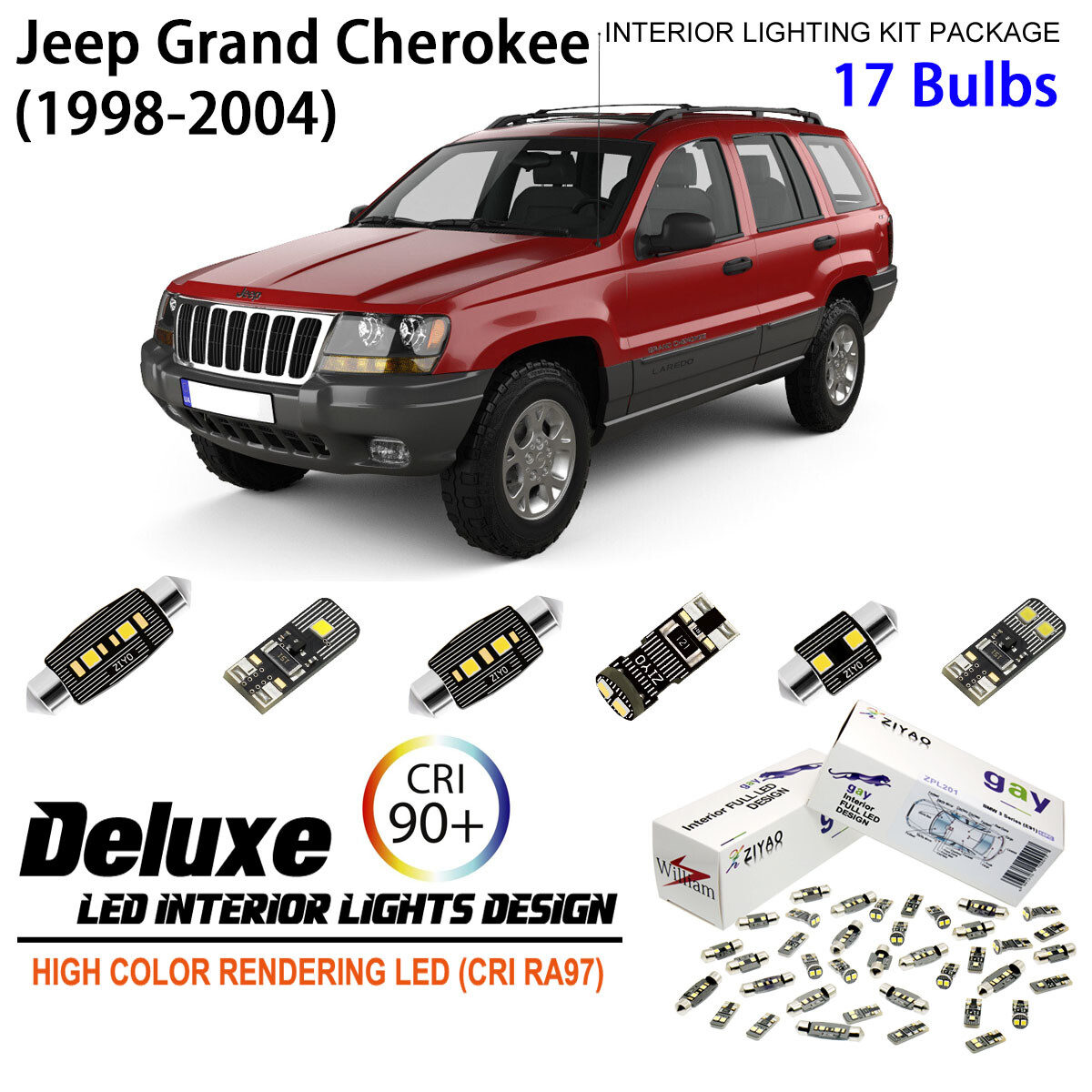Jeep Cherokee Led Headlights 10-Piece White LED Interior Light Kit For ...