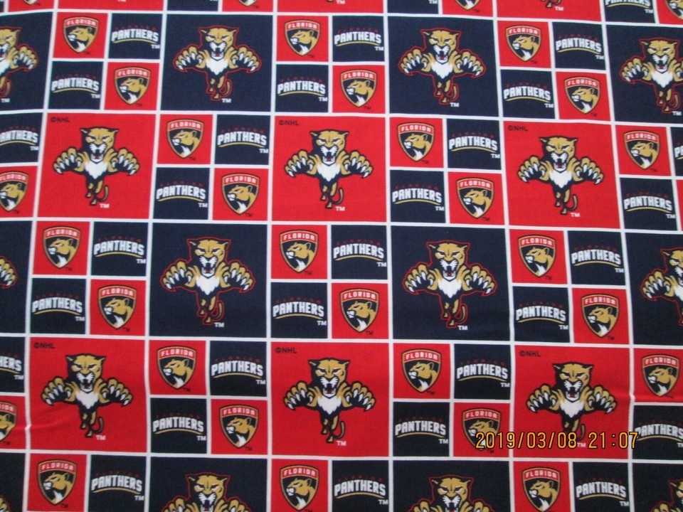 FLORIDA PANTHERS FABRIC 1 YARD BRAND NEW SQUARE DESIGN 100% COTTON | eBay