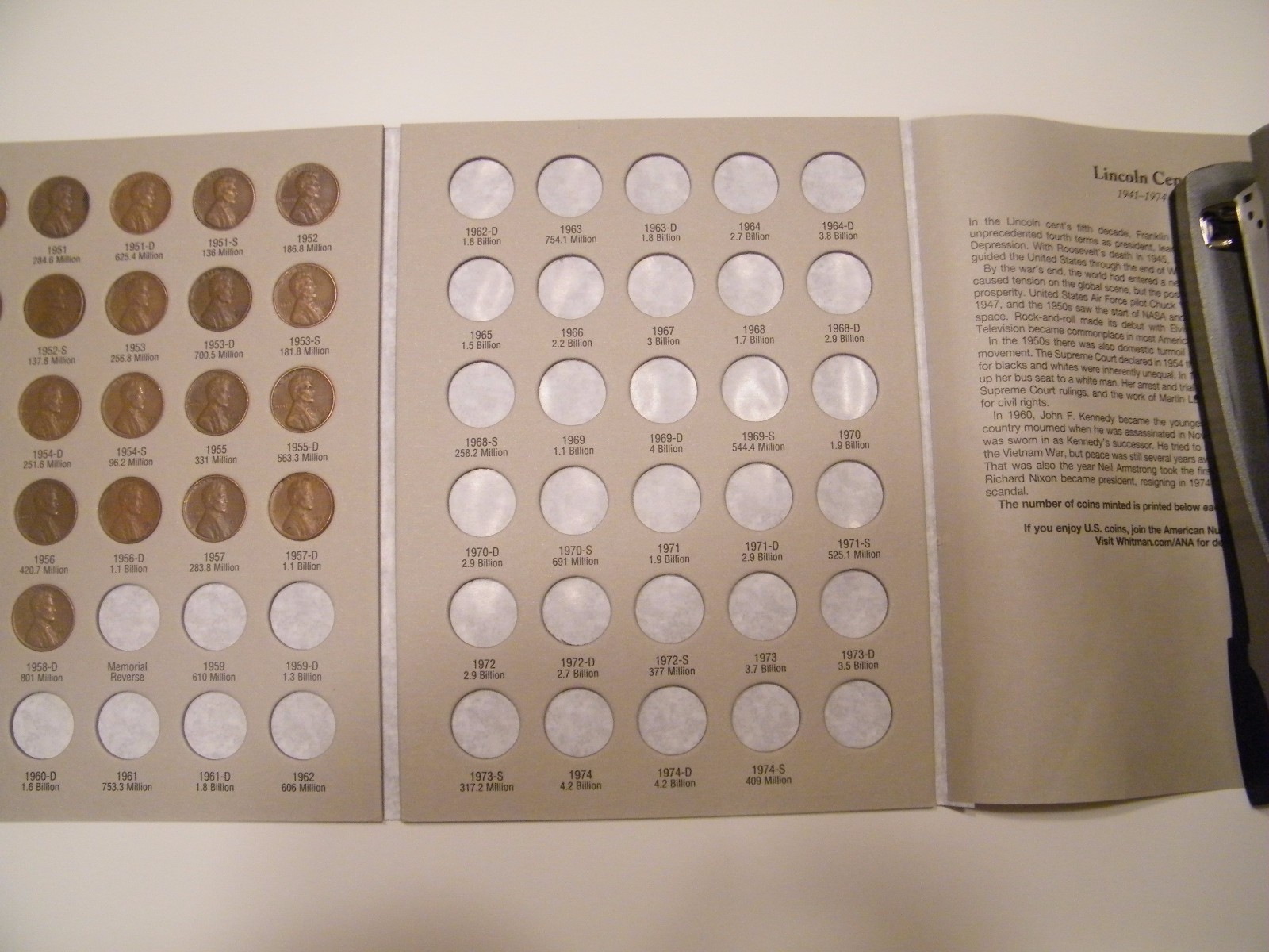 Complete Lincoln Wheat Penny Cent Collection Harris Album 1941 - 1958 P ...