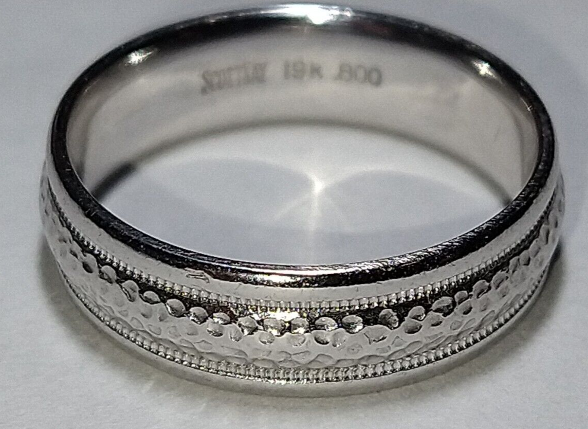 Solid 19k white gold 6mm scott kay wedding band ring 7.31 grams - sz 7. ...
