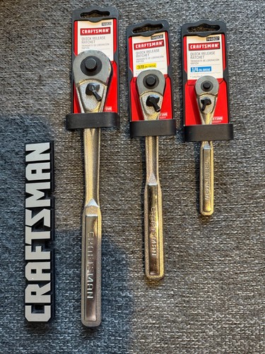 Craftsman 3 Pc Ratchet Socket Wrench Set 1/2 3/8 1/4" Dr. 44809-44808 ...