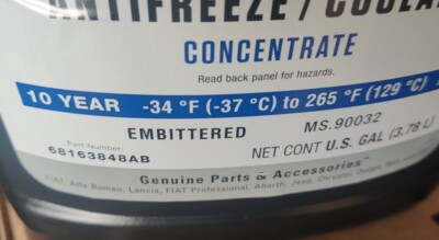 Engine Coolant / Antifreeze - 10 Years - Genuine Mopar OEM 68163848AB ...