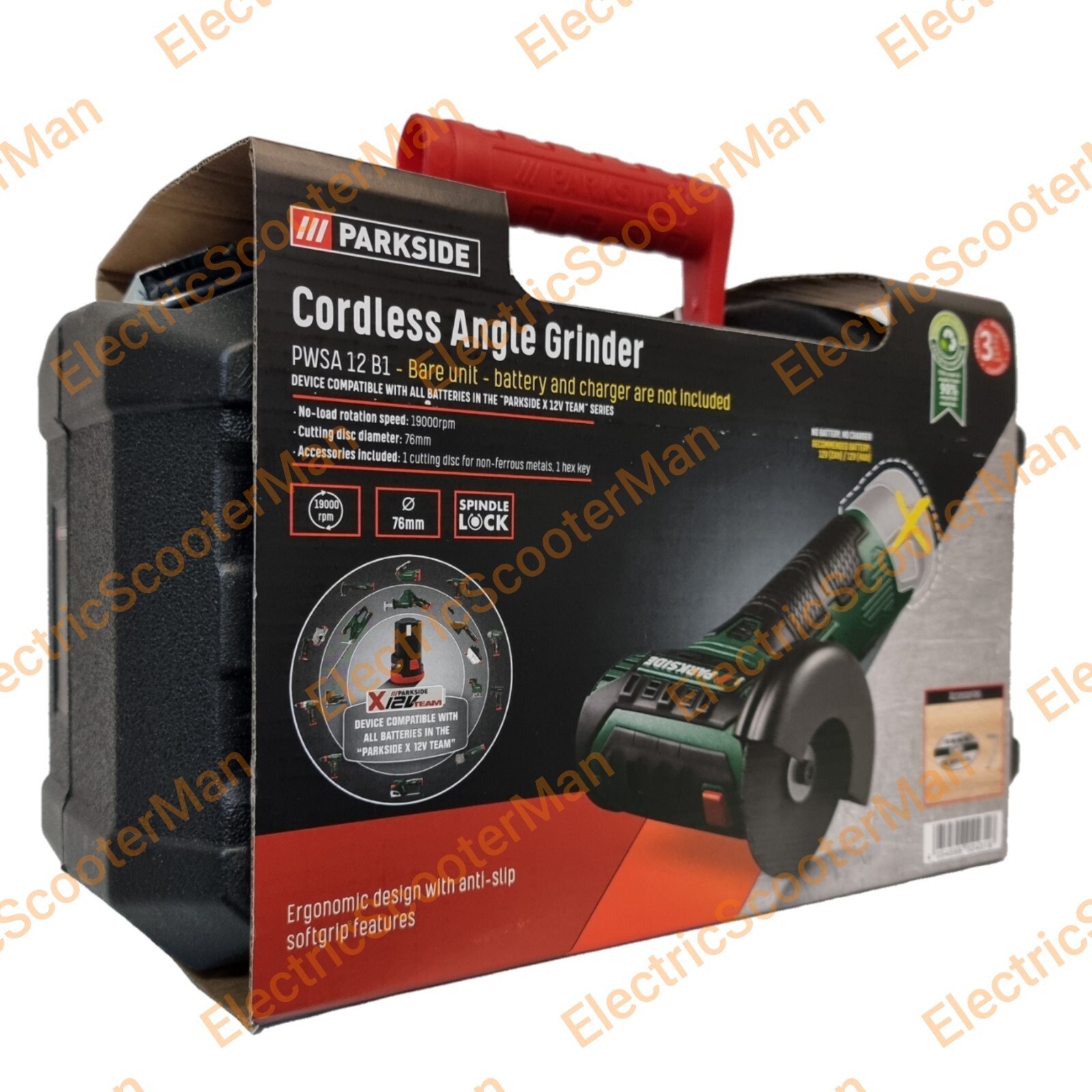 Parkside 12V Cordless Mini Angle Grinder Ø76mm - Optional 2Ah Battery ...