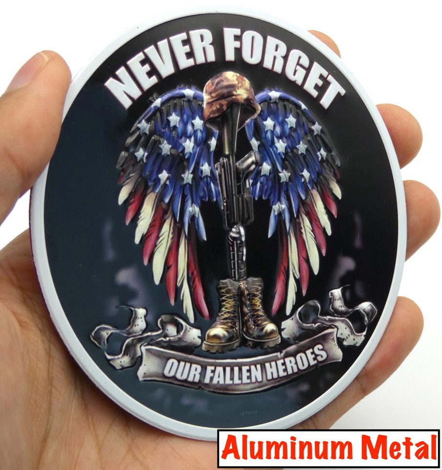 ALUMINUM VETERAN Fallen Heroes Stickers Military Decals Car Emblem 3.5 ...