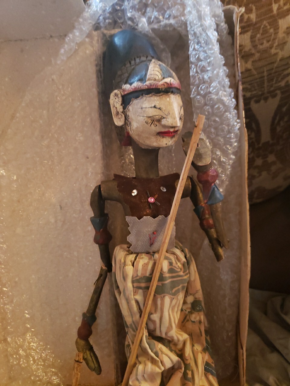 Vintage Puppet Wayang Golek Wooden Bali Indonesia Asian Stick Puppet ...