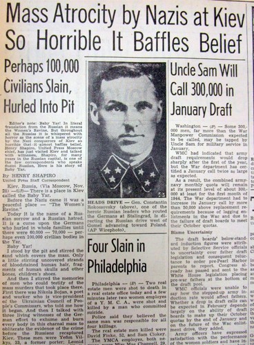 1943 WW II newspaper WORST MASSACRE of JEWS duringTHE HOLOCAUST Babi ...
