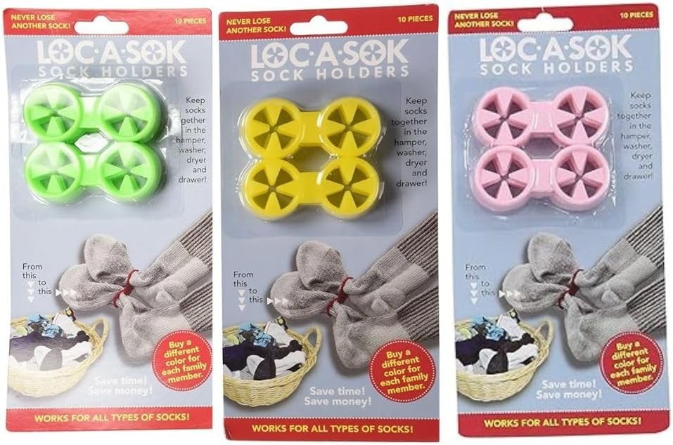 Lok A Sock Locks (Pack of 30 - Green, Pink and Yellow) | eBay