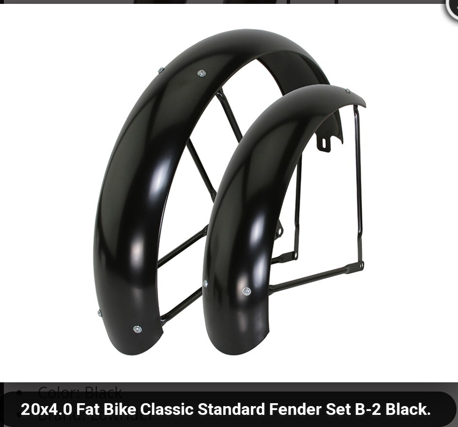 NEW BLACK 20X4.00 FAT FENDER SET CLASSIC STANDARD FENDERS,MAX TIRE 20 ...
