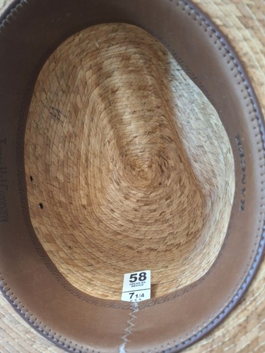 Turner Hat Company Ranger Straw Cowboy Hat 7 1/4 Size 58 With Leather ...