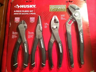 Husky 861461 4 Piece High Leverage Multi-Use Pliers Set with Diagonal ...
