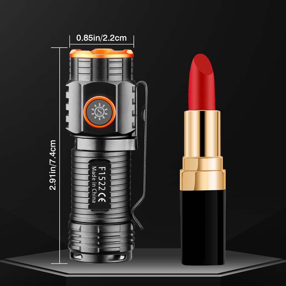 Super Bright EDC LED Flashlight Rechargeable Pocket Torch Light w/Clip ...