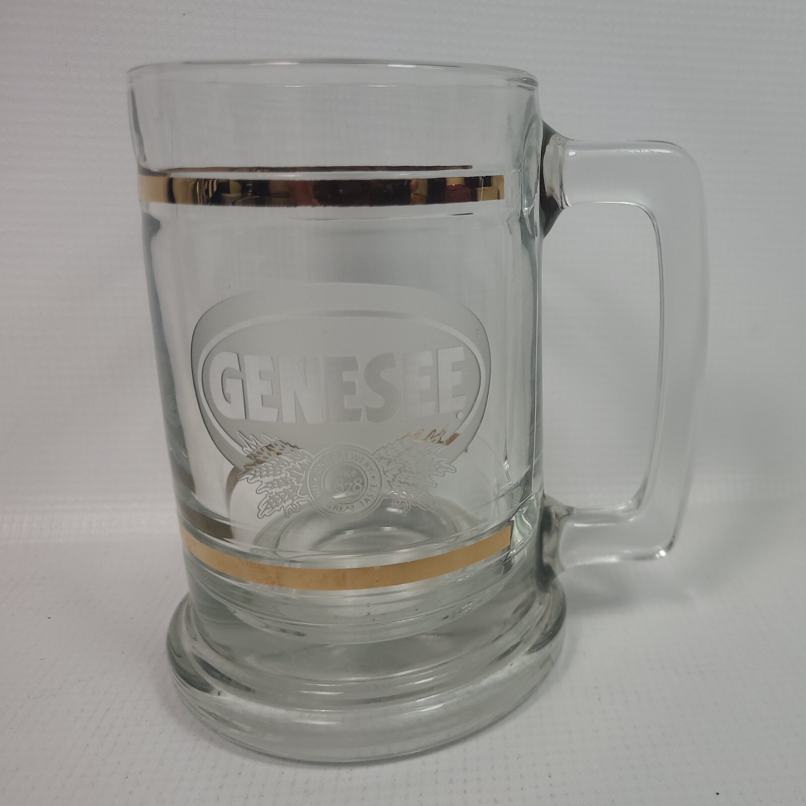 Vintage Glass Genesee Beer Mug Gold Stripes Classic Beer Stein - PLEASE ...